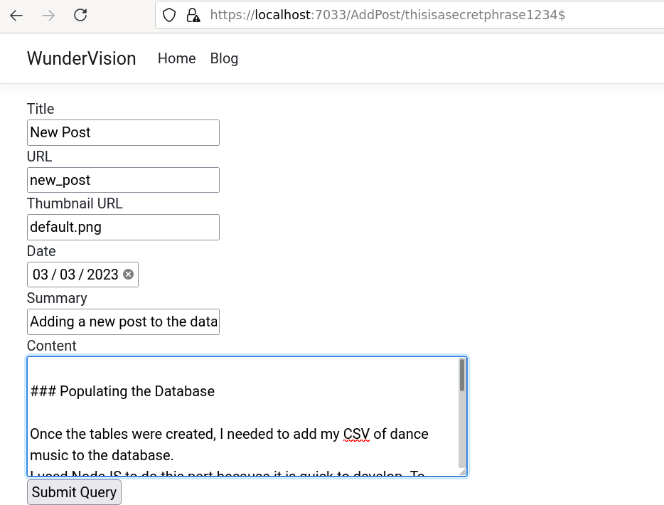 WunderVision - ASP.Net Blog - Add Edit